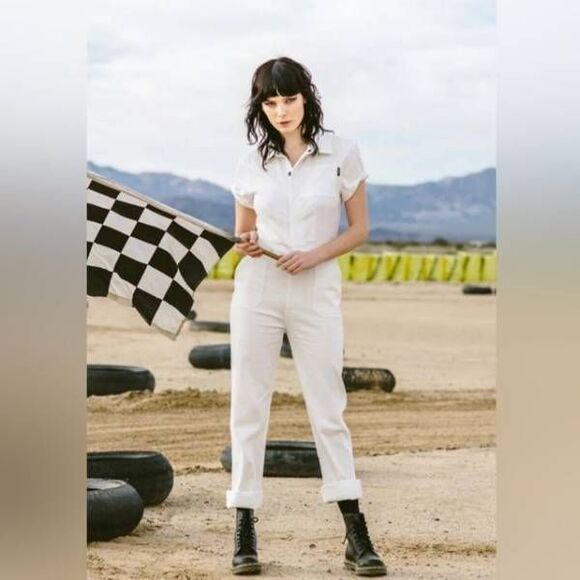 No Brand | Pants & Jumpsuits | Atwyld Pit Crew Jumpsuit In White Sz ...
